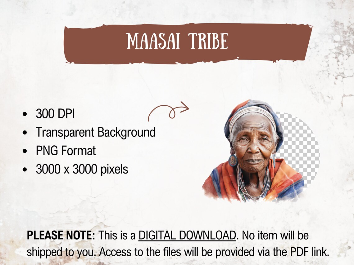 Maasai Tribe Watercolor Clipart: Tribal Art PNG (commercial Use) - Etsy