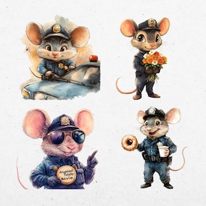 Funny Police Rat Clipart Comic Mouse Illustrations With Transparent ...