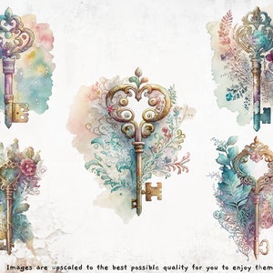 Watercolor Pastel Key Clipart: Fantasy Wedding Graphics (PNG Digital ...