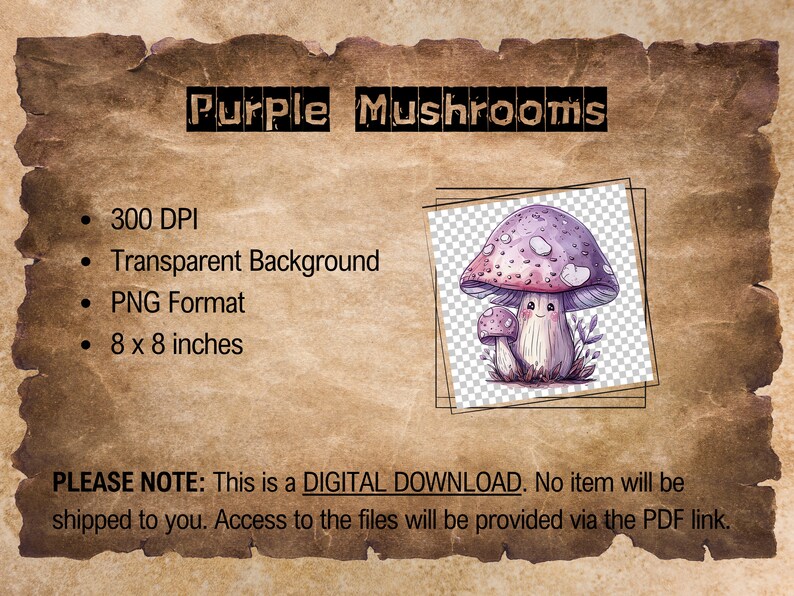 Purple Mushroom Clipart, Forest Plants Fantasy Graphics, Kawaii ...
