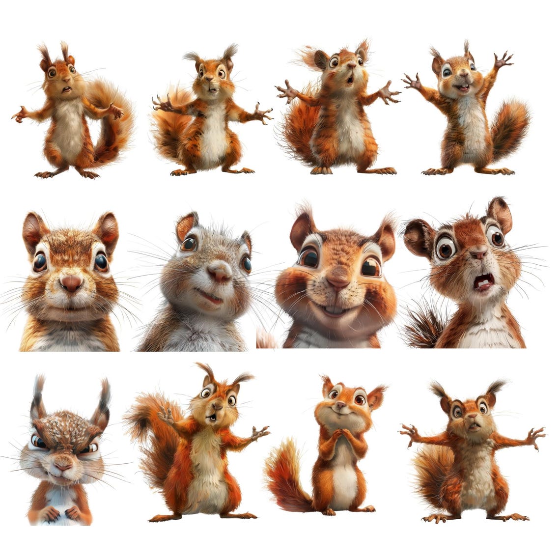 12 Quirky Squirrel Clipart, Funny Animal Graphics, Transparent ...