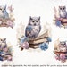 Owl and Book Pastel Watercolor, Floral Owl and Book, Fantasy Clipart ...