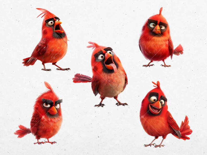 Cardinal Bird Clipart Quirky Printable Graphics for Funny Themed ...