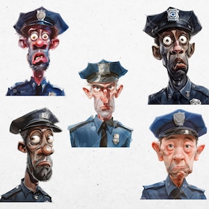 Quirky Policeman Clipart Funny Police Illustrations Profession Graphics ...