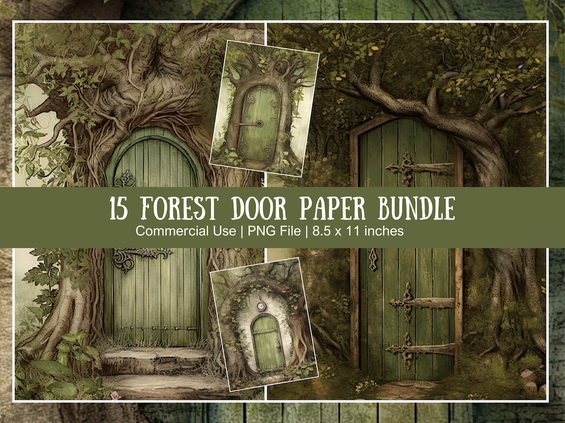 Forest Door Paper Bundle, Natured Themed Projects, Scrapbook and Junk ...