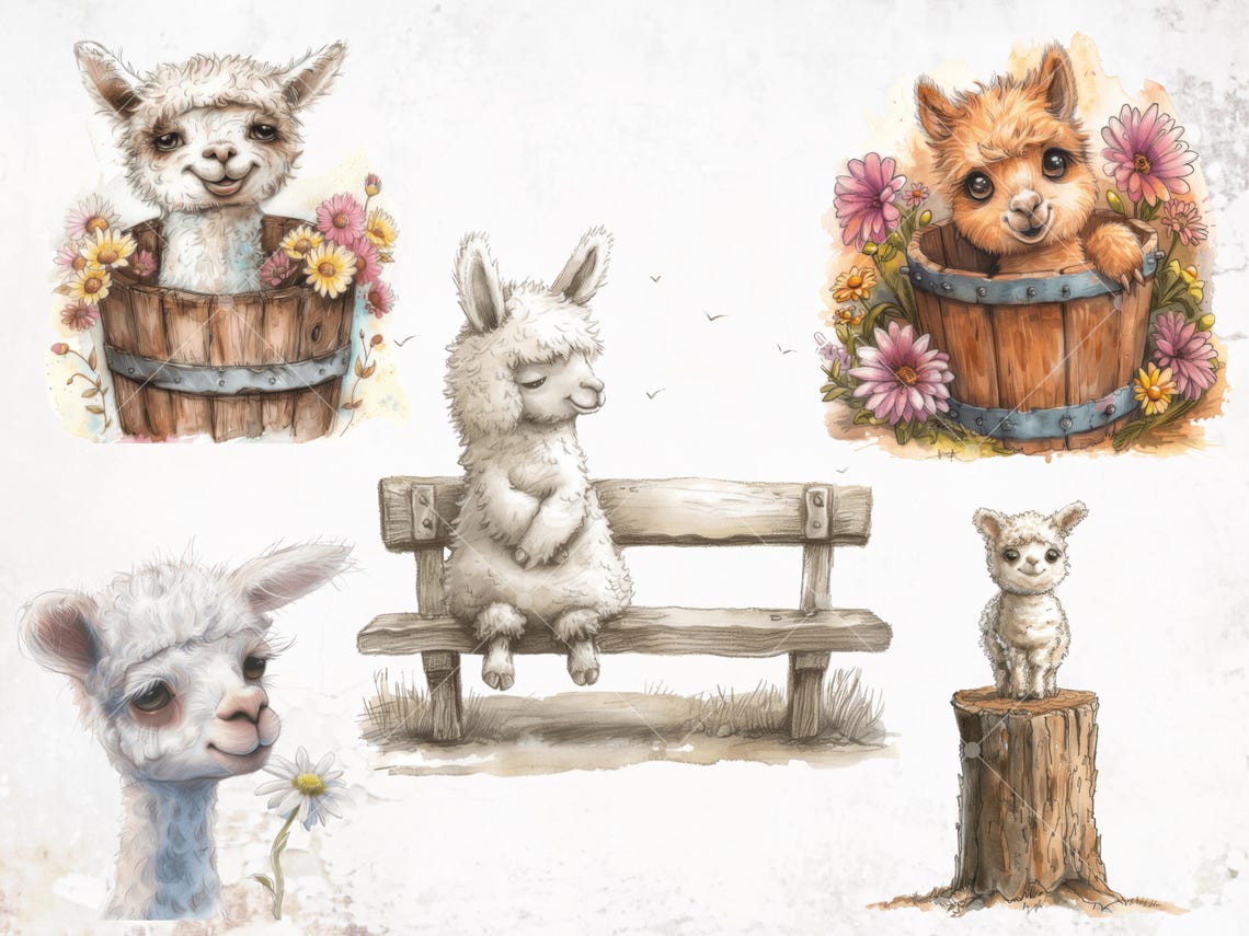 Alpaca Clipart Transparent Background Cute Alpaca Graphics for Animal ...