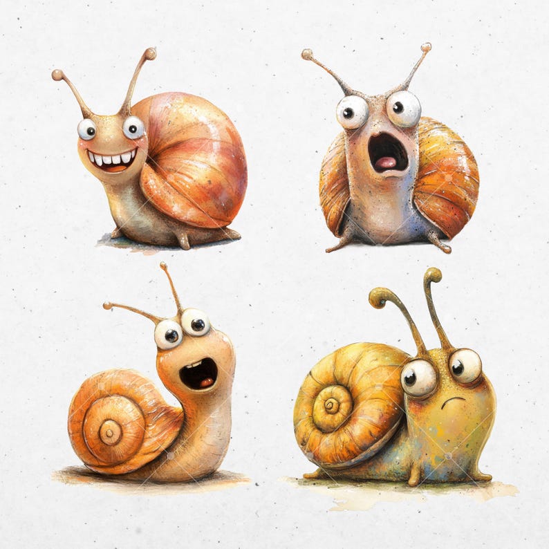 Quirky Snail Clipart Funny Graphics Humorous Illustrations in PNG ...