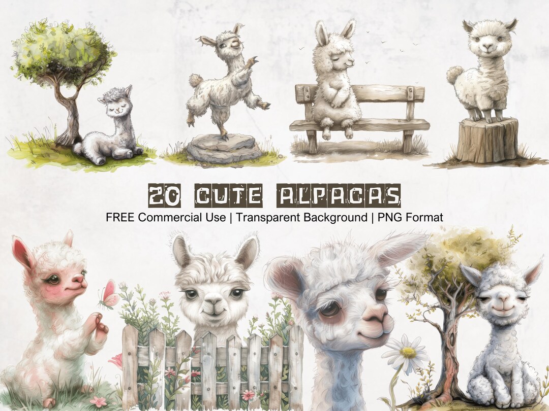 Alpaca Clipart Transparent Background Cute Alpaca Graphics for Animal ...