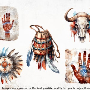 American Indian Watercolor Tribal Art Graphics Clipart Bundle for ...