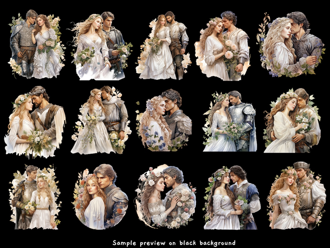Medieval Romance Clipart Bundle, Love in the Middle Ages, Medieval King ...