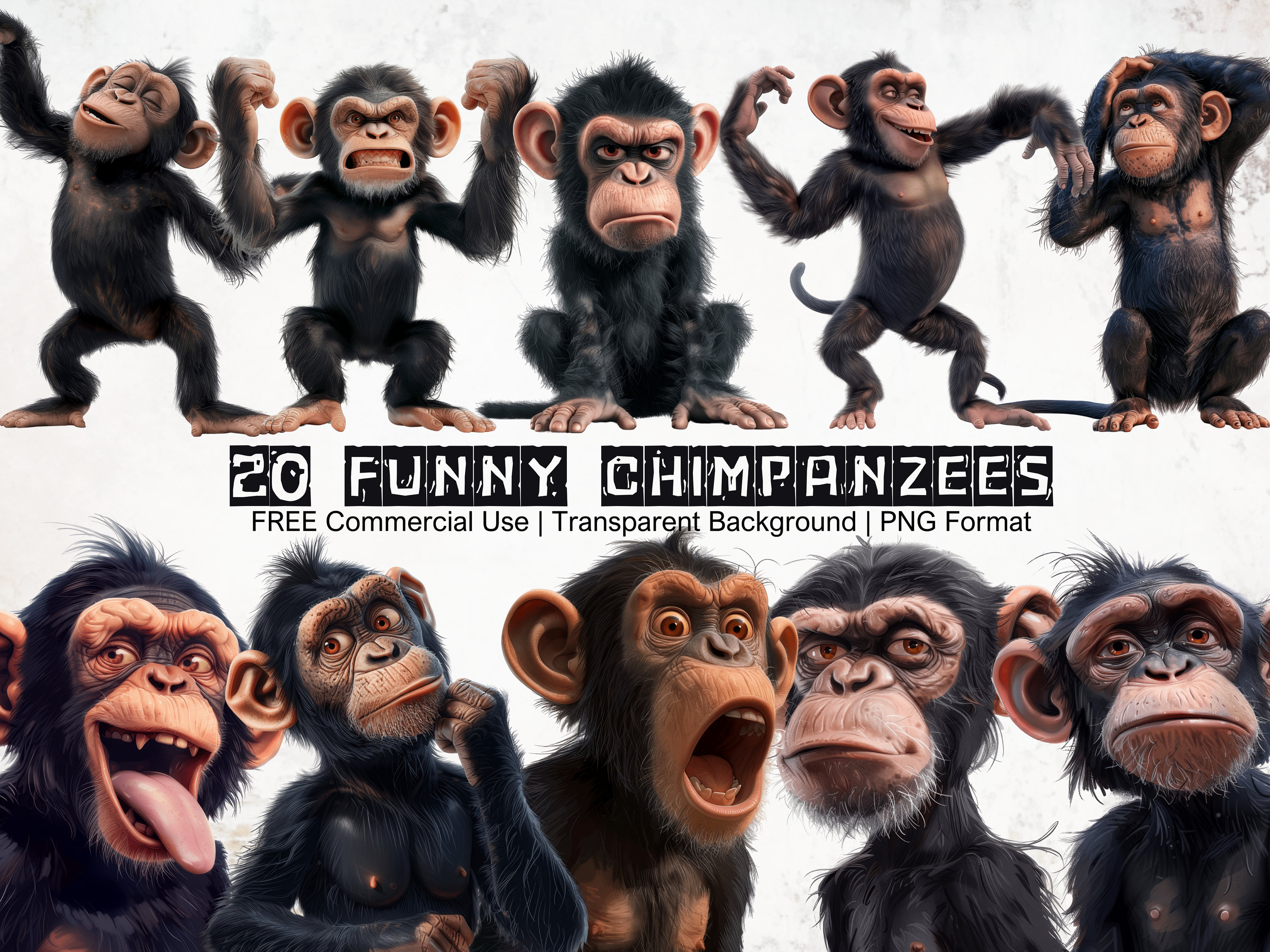Funny Chimpanzee PNG Clipart, Hilarious Chimpanzee Face and Movements ...