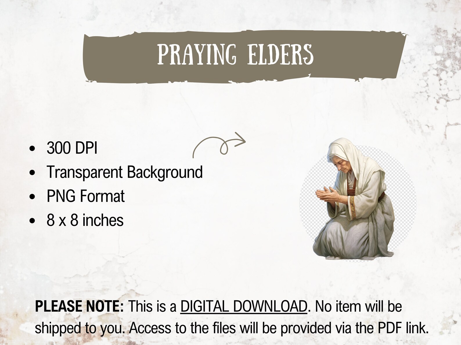 Praying Elders Watercolor Clipart: Christian Devotional Graphics (PNG ...