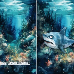Funny Shark Clipart Bundle Printable Graphics Underwater Design ...