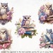 Owl and Book Pastel Watercolor, Floral Owl and Book, Fantasy Clipart ...
