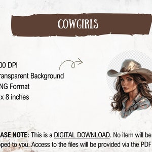 Watercolor Cowgirl Clipart: Wild West PNG Graphics (digital Download ...