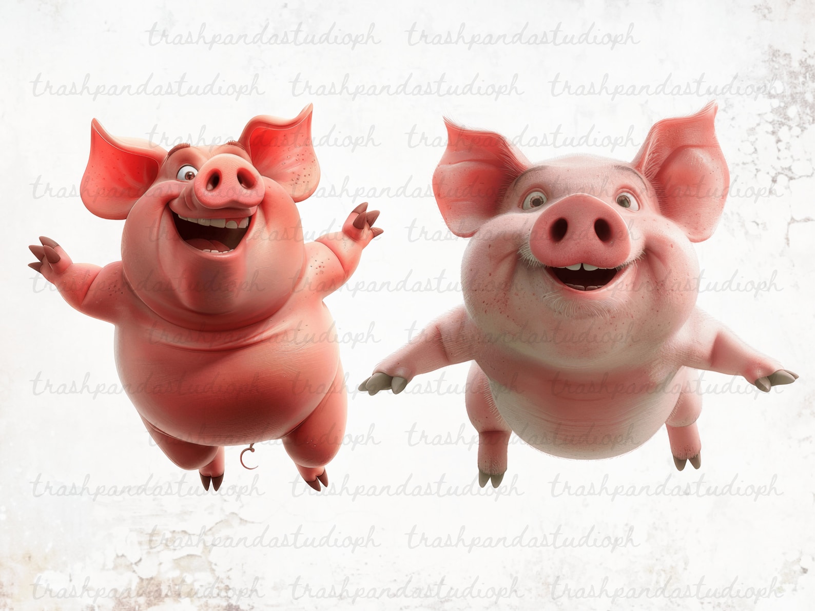 Funny Pigs Clipart Bundle PNG Download, 300 DPI High Quality Graphics ...