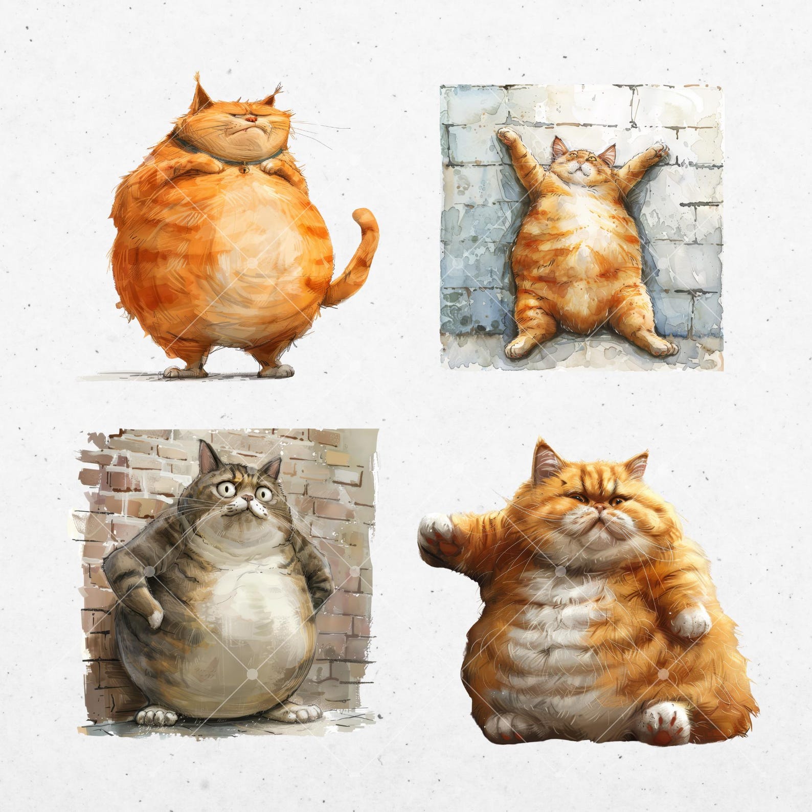 Funny Fat Cat Clipart: Humorous Pet Graphics (instant Download) - Etsy