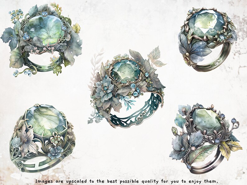 Floral Gemstone Ring Clipart: Fantasy Jewelry Graphics (PNG) - Etsy