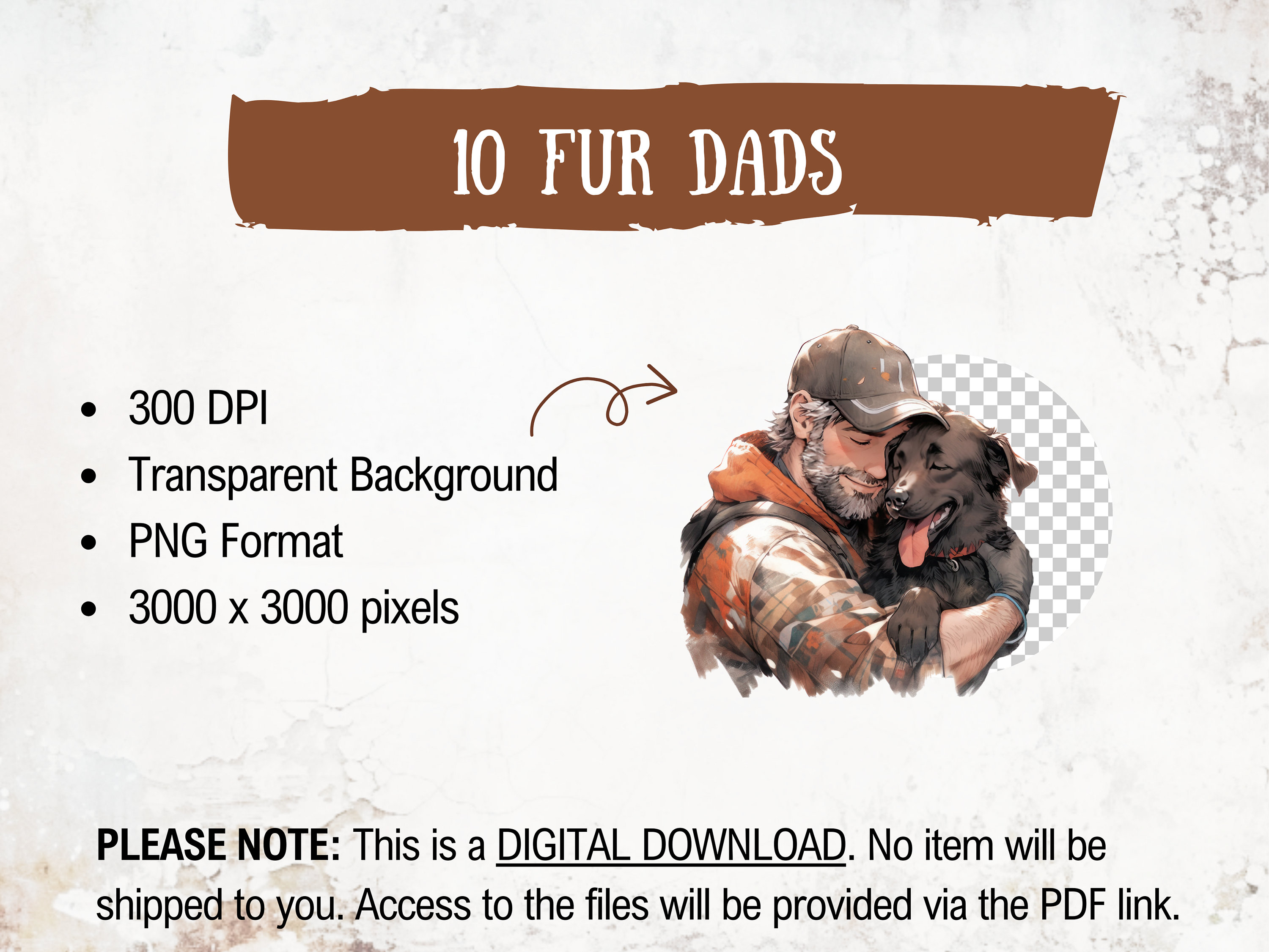 Fur Dad Watercolor Clipart: Father's Day Dog Graphics (digital Download ...