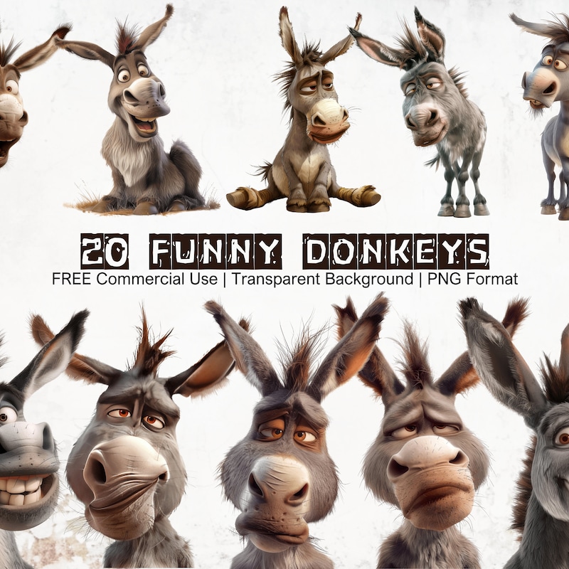 Cartoons of Donkeys - Etsy