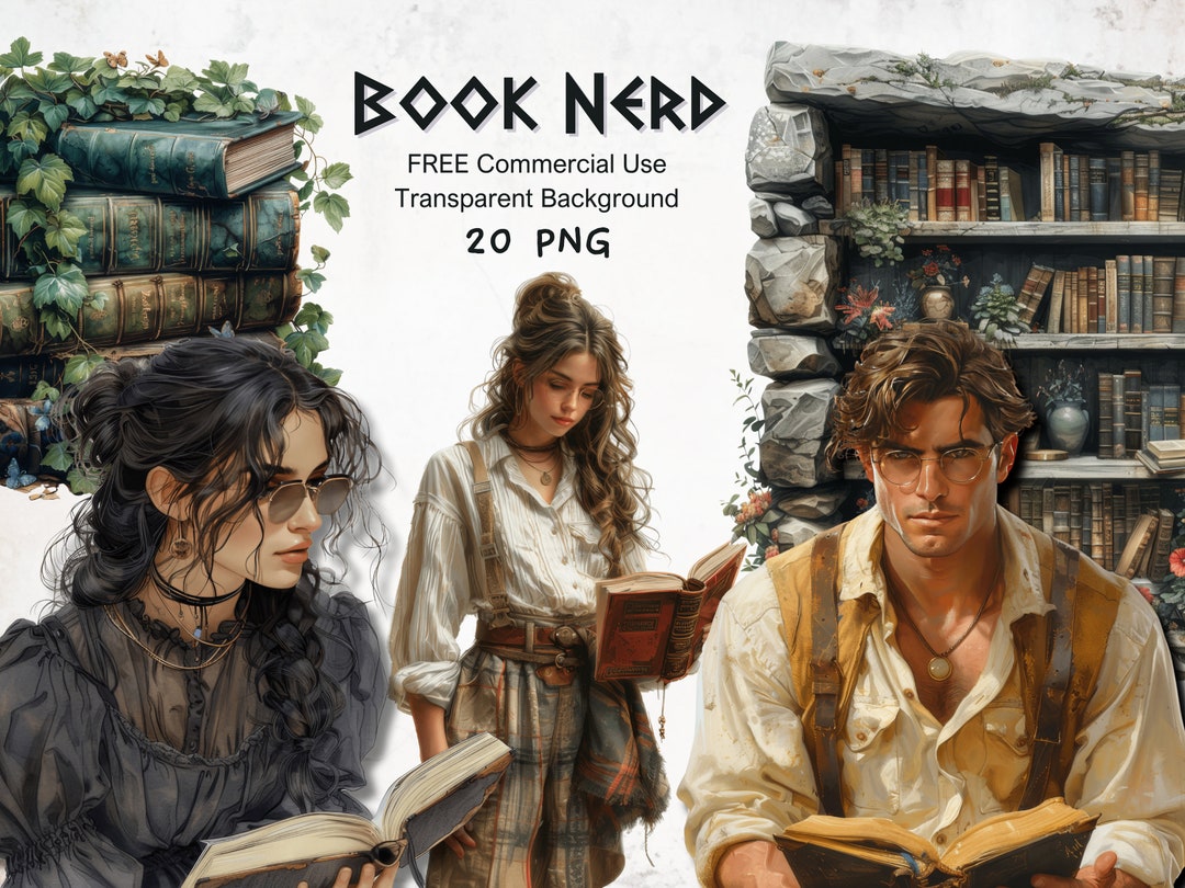 Book Nerd Clipart Bundle Instant Download Literary Graphics for Book ...
