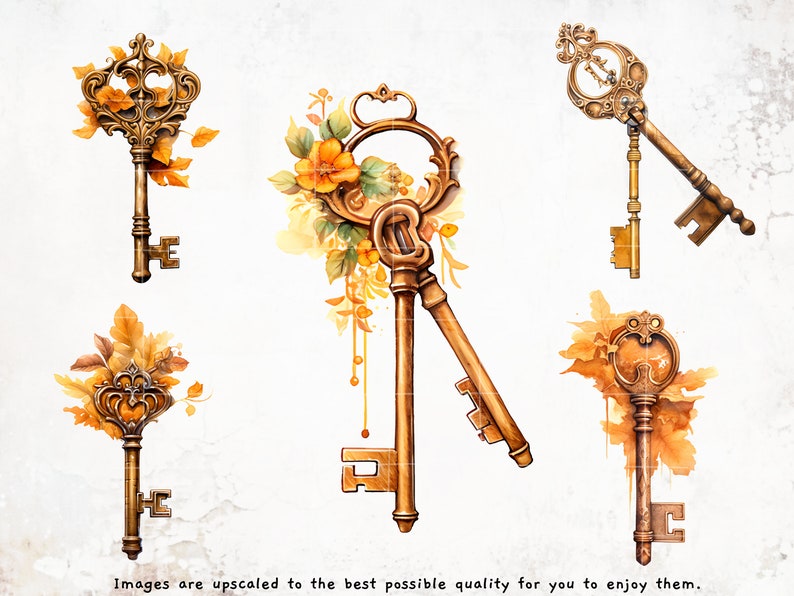 Watercolor Key Clipart Fantasy Key Wedding Invitation - Etsy