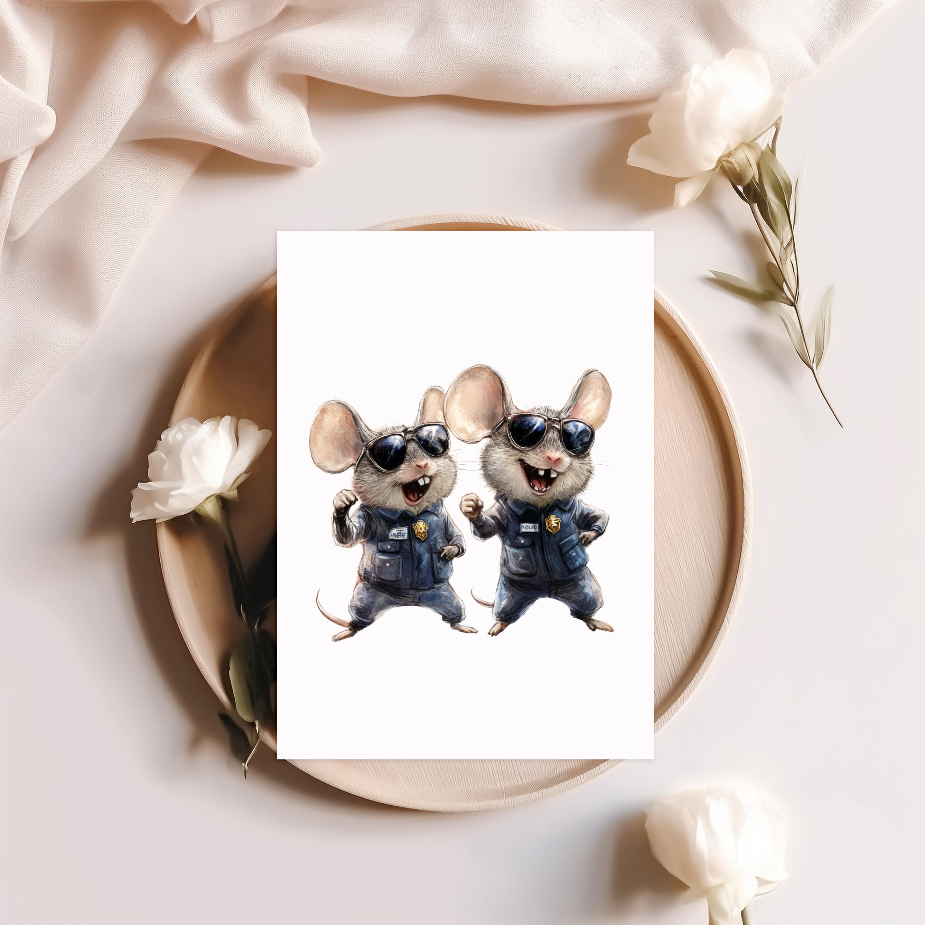 Funny Police Rat Clipart Comic Mouse Illustrations With Transparent ...