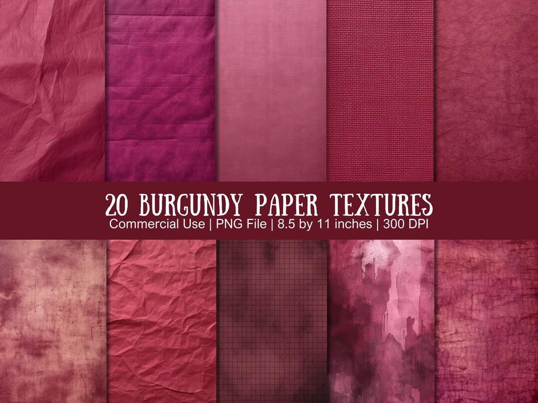Burgundy Distressed Paper Textures: Printable PNG Files (digital ...