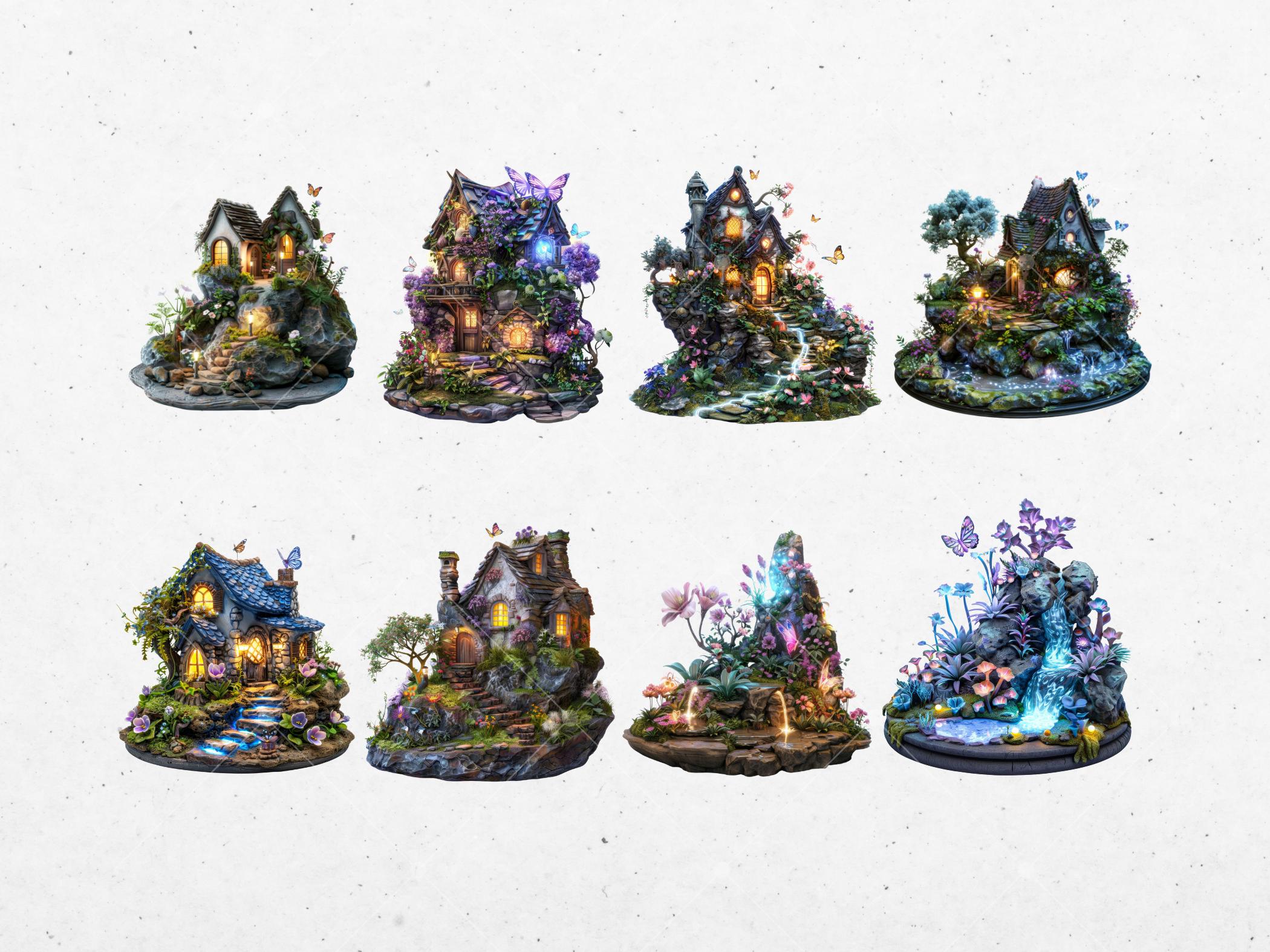50 Mini Land Clipart Mystical Garden Whimsical Miniature World With ...