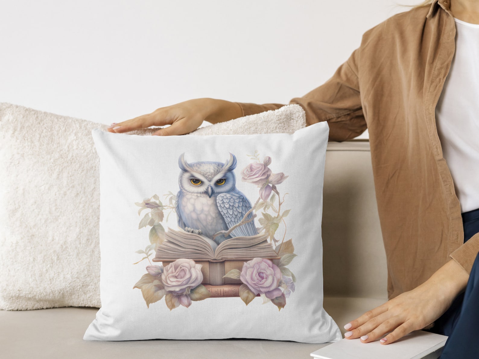 Owl and Book Pastel Watercolor, Floral Owl and Book, Fantasy Clipart ...