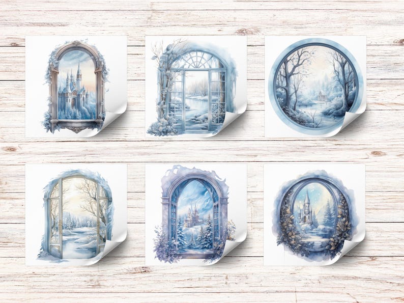 Frosty Window Clipart Whimsical Palace Views in Winter Season Icy ...