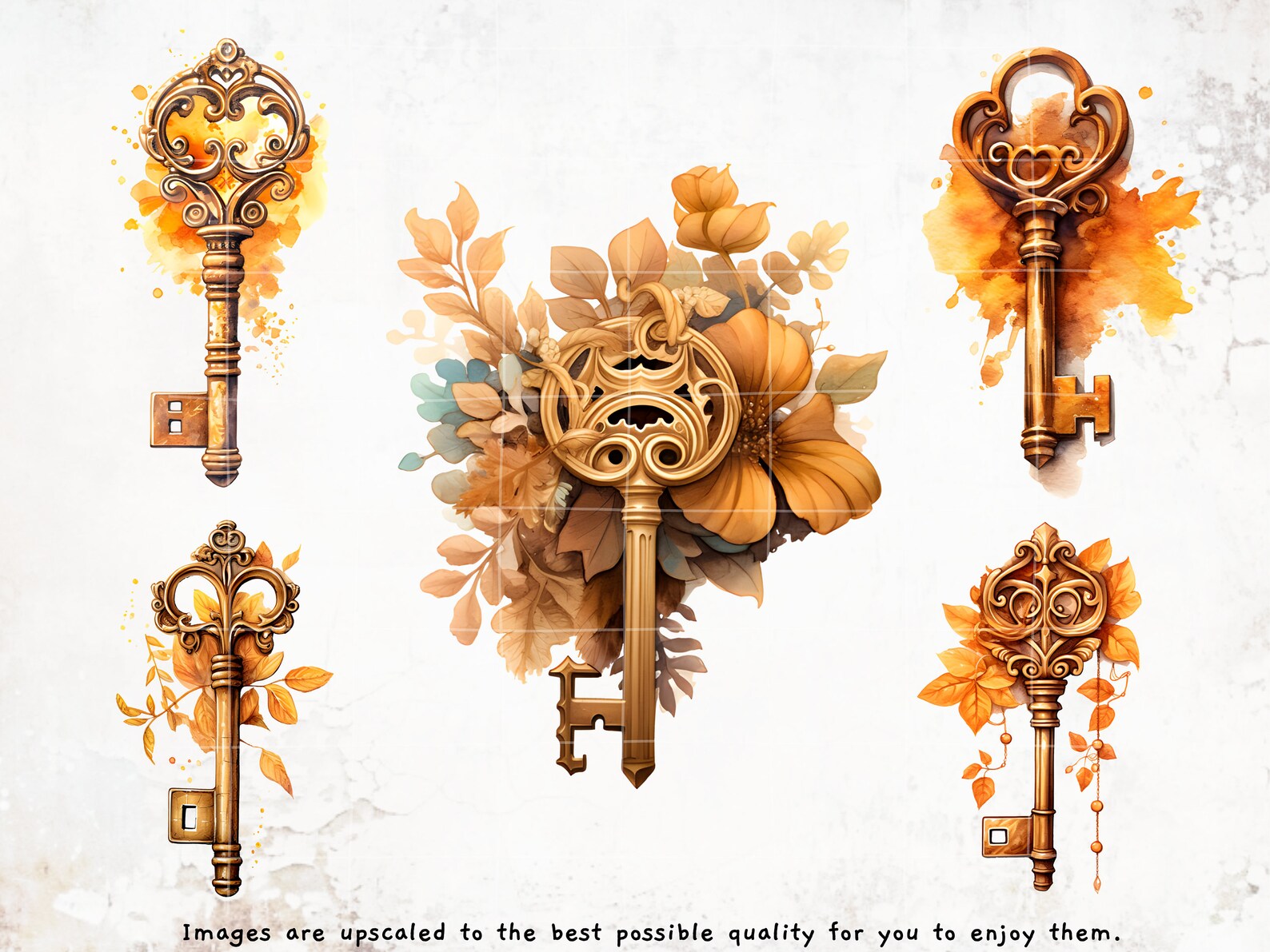 Watercolor Key Clipart Fantasy Key Wedding Invitation - Etsy