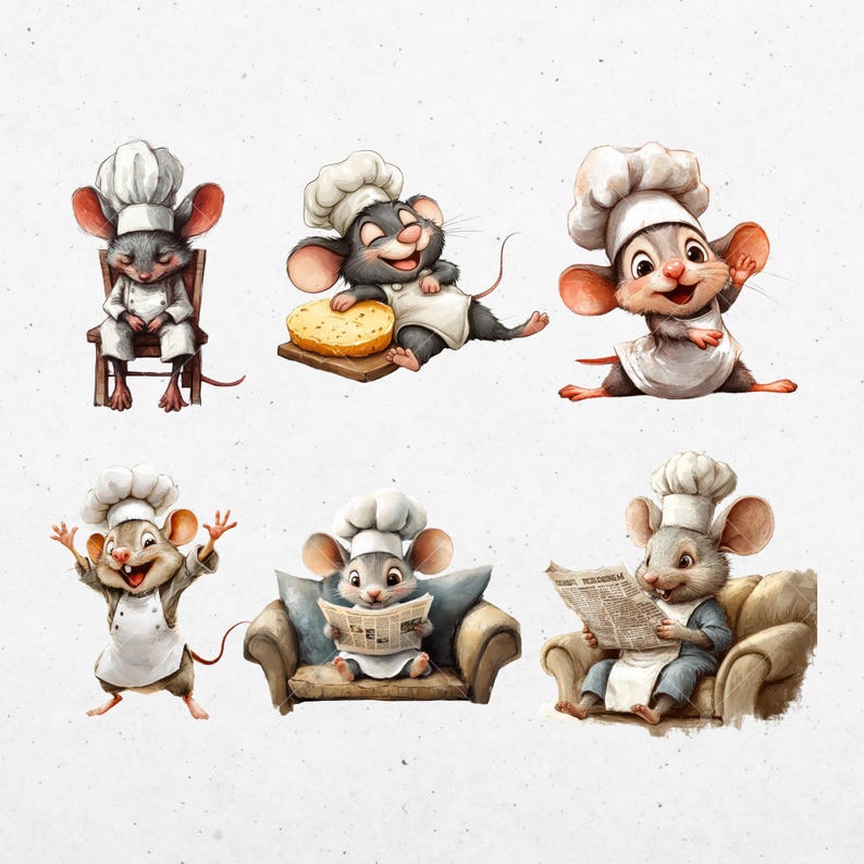 Quirky Chef Rat Clipart Humorous Rodent Graphics for Animal Themed ...