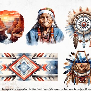 American Indian Watercolor Tribal Art Graphics Clipart Bundle for ...