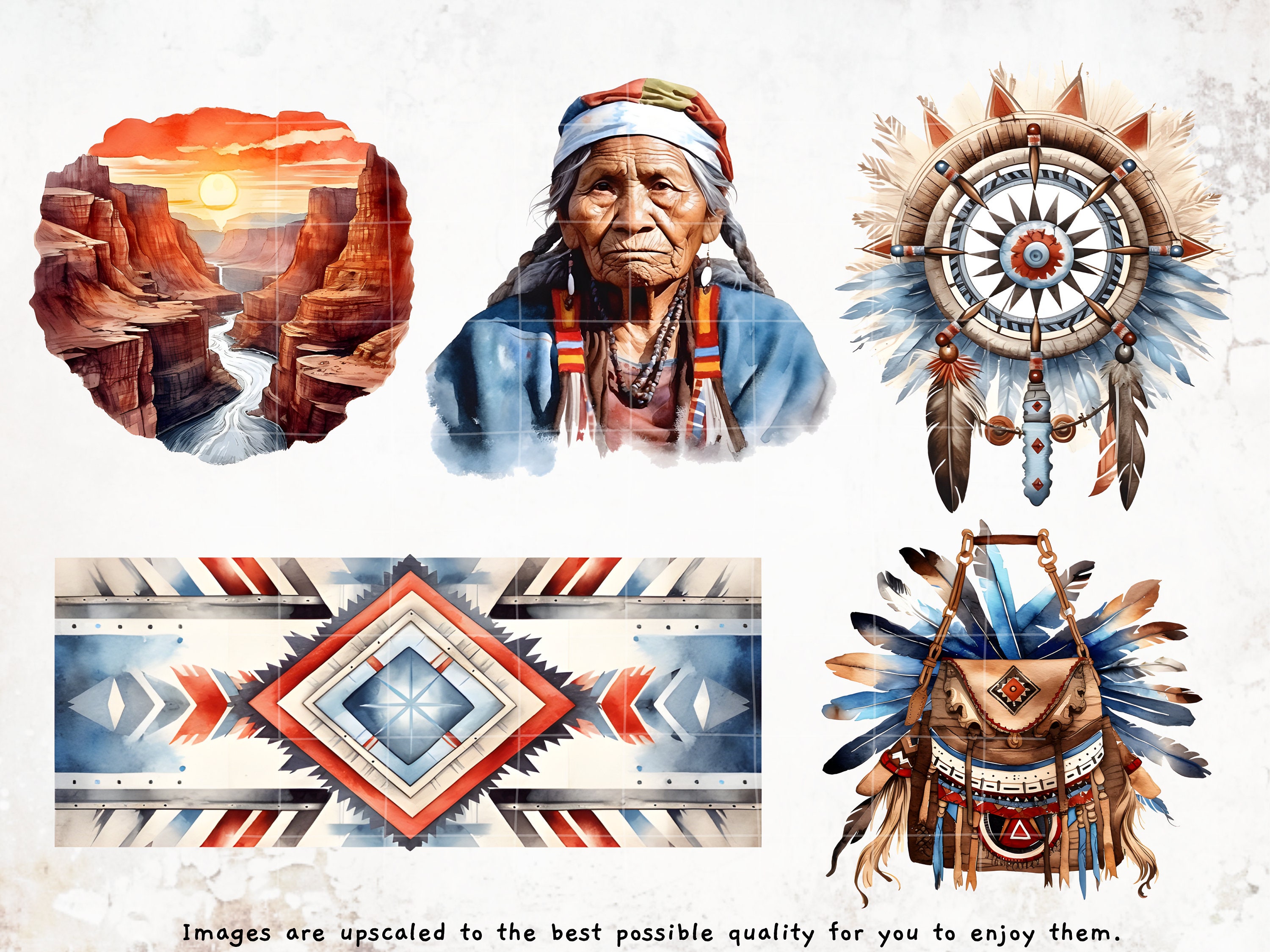 American Indian Watercolor Graphics, Tribal Art, Clipart for Personal ...