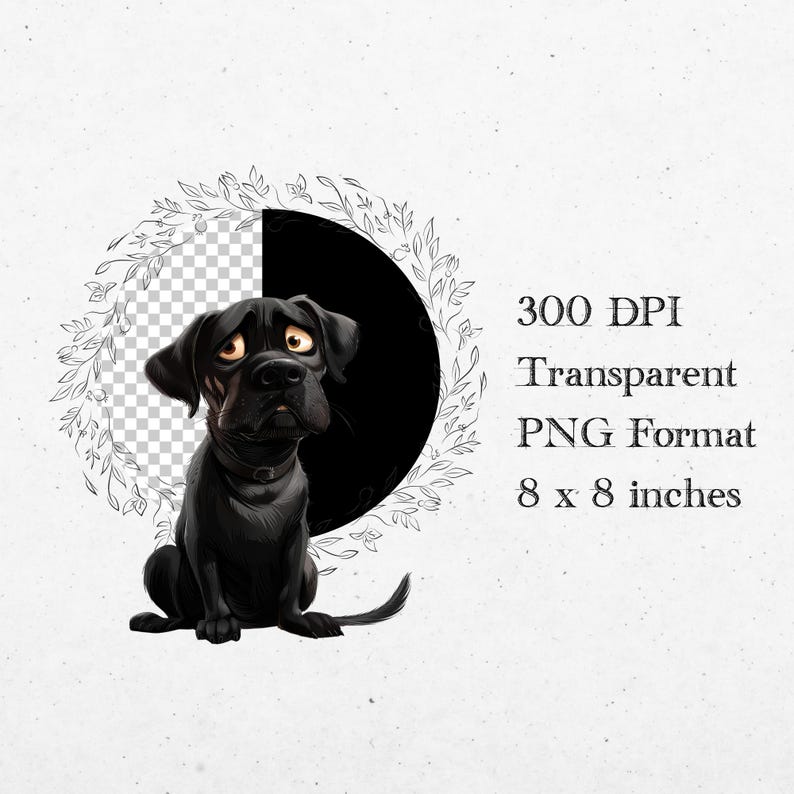 Quirky Black Labrador Retriever Clipart, Dog PNG Graphics, Funny Animal ...