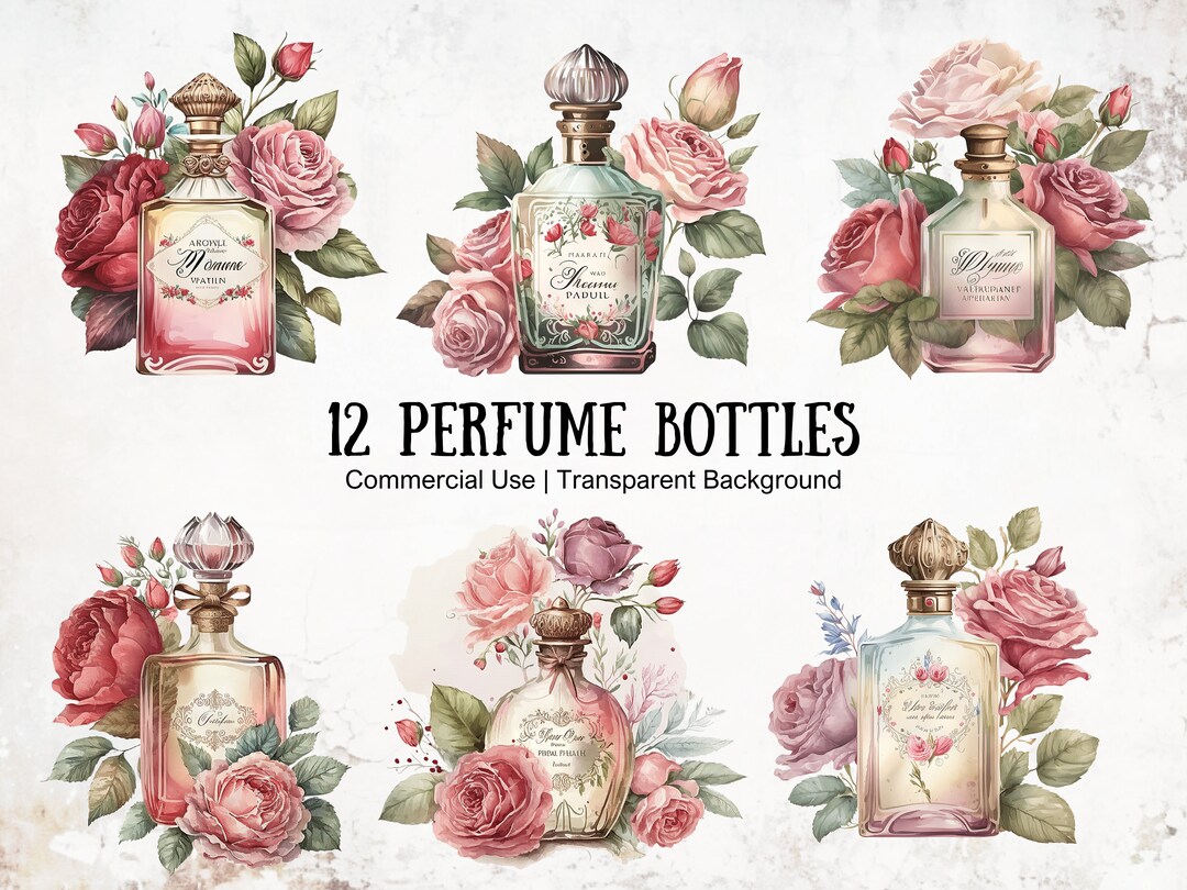 Watercolor Perfume Bottles Clipart Collection PNG, Fragrance Bottles ...