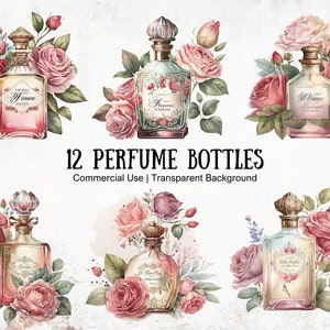 Watercolor Perfume Bottles Clipart Collection PNG, Fragrance Bottles ...