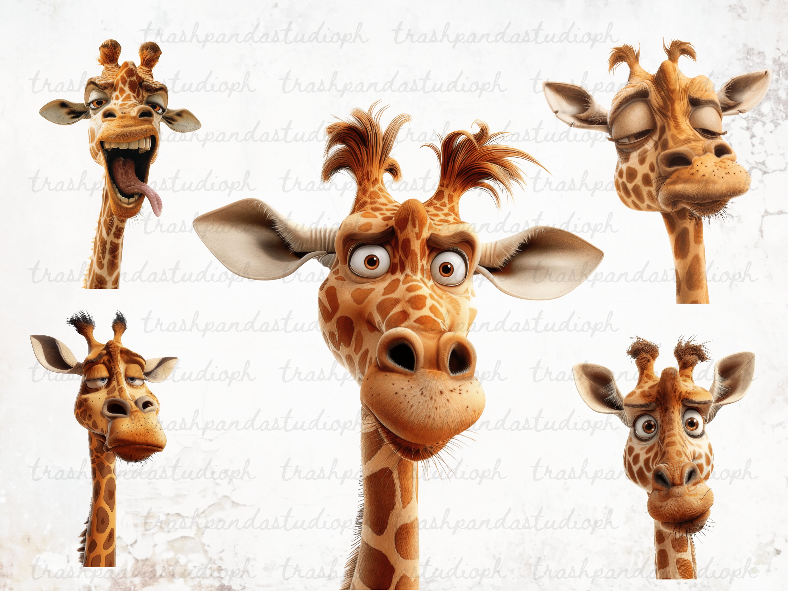 Funny Giraffe Clipart Bundle PNG Download, 300 DPI High Quality ...