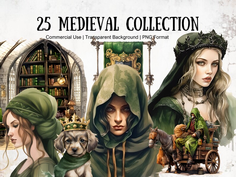 Medieval Watercolor Clipart Collection for Scrapbooking and - Etsy