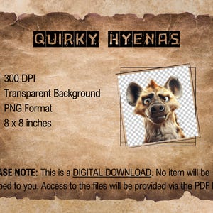 Quirky Hyenas Clipart Bundle, Hyena Cartoon Illustrations PNG File ...