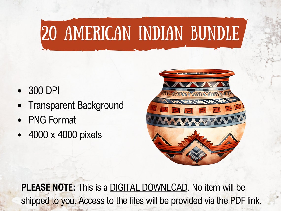 American Indian Watercolor Graphics, Tribal Art, Clipart for Personal ...