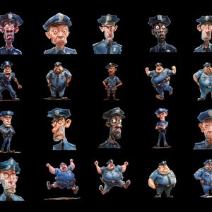 Quirky Policeman Clipart Funny Police Illustrations Profession Graphics ...