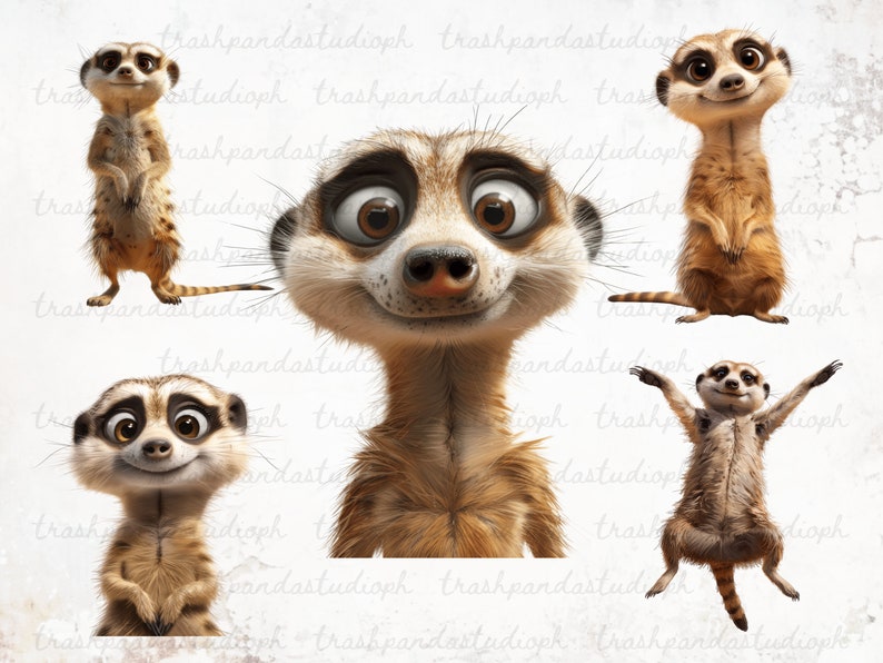 Quirky Meerkats Clipart Bundle of Whimsical Animal Funny Meerkats ...