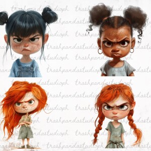 Grumpy Girl Clipart: Cartoon PNG Graphics (digital Download) - Etsy