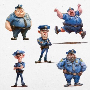 Quirky Policeman Clipart Funny Police Illustrations Profession Graphics ...