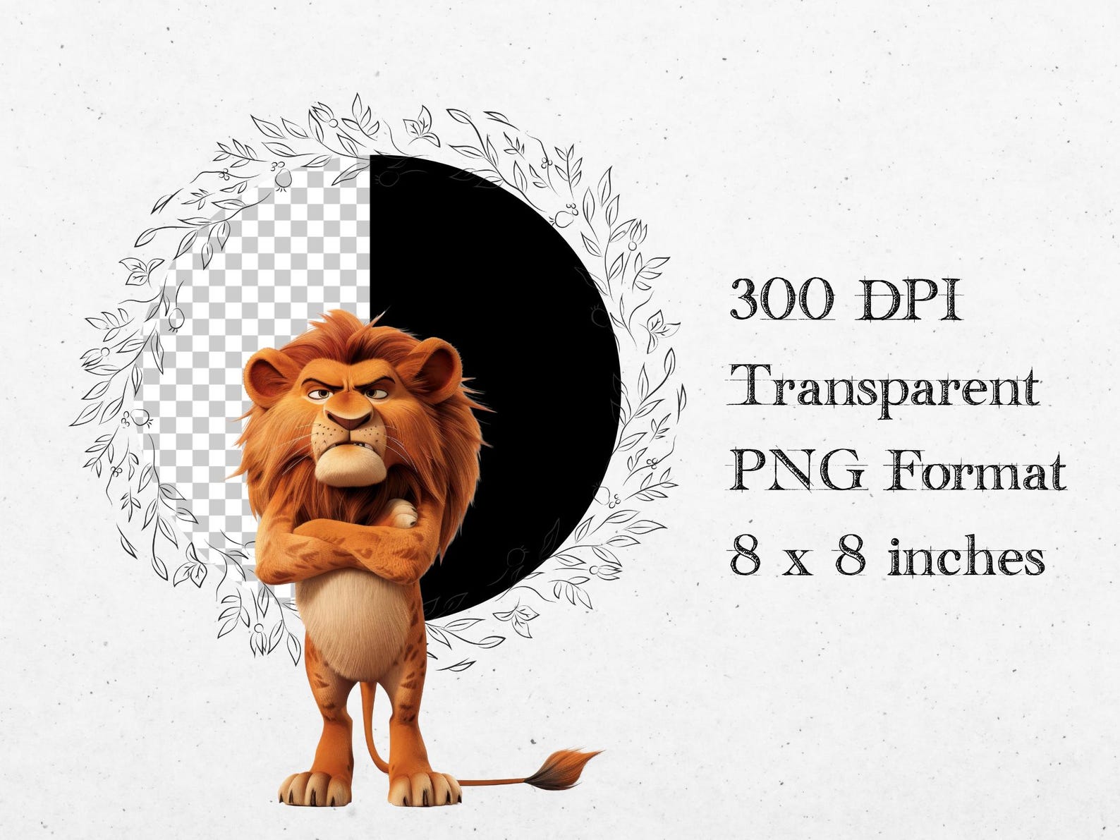 Quirky Lion Clipart Funny Safari Animal Graphics - King of the Jungle ...