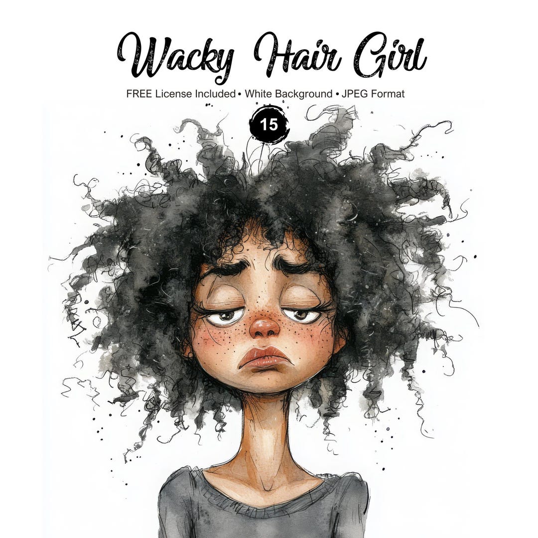 Wacky Hair Clipart: Funny Woman Face Graphics (JPG Digital Download) - Etsy