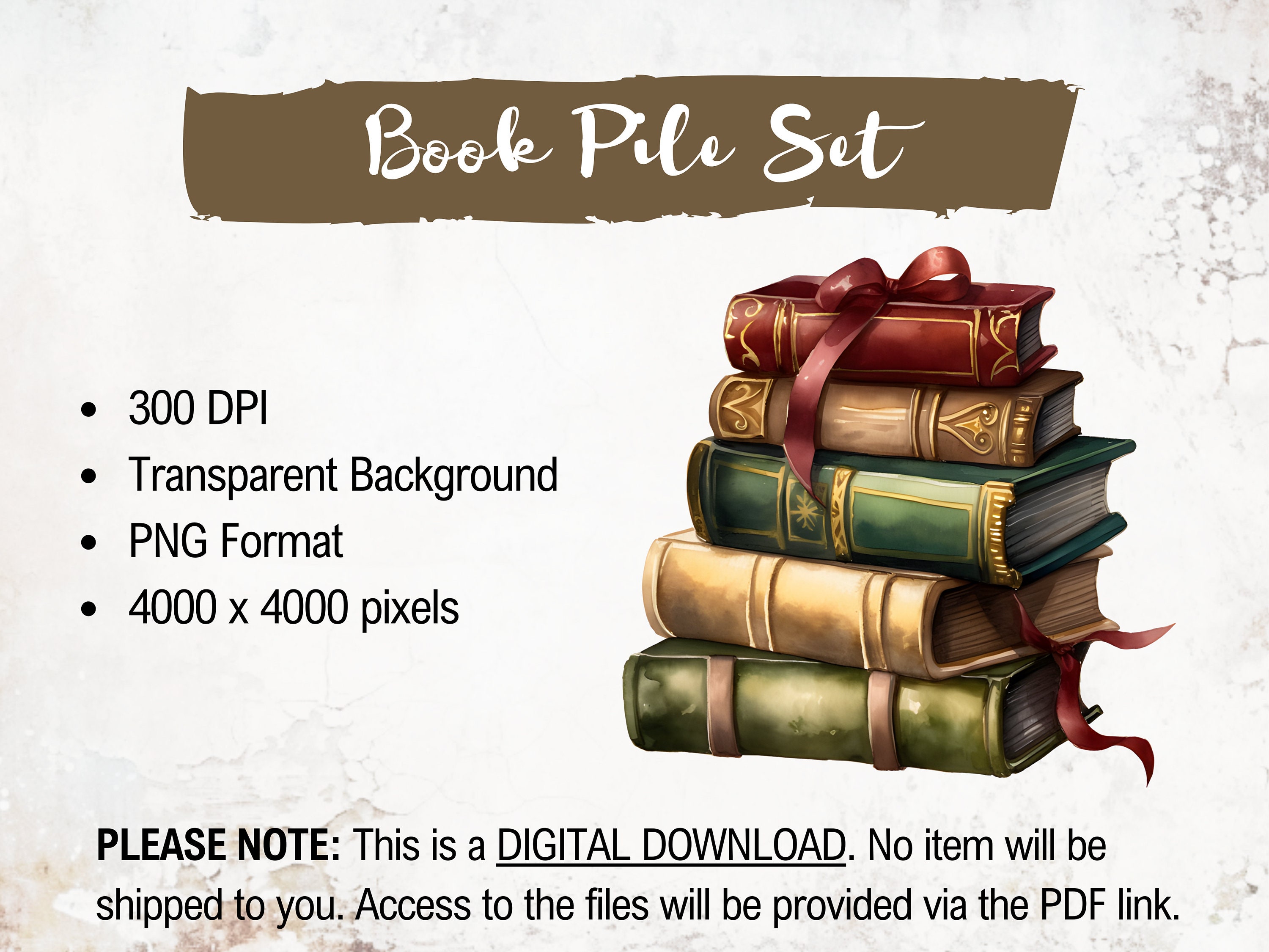 Watercolor Book Pile Clip Art | Pile of Books for Scrapbooking and ...