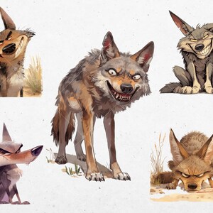 Quirky Coyote Clipart Funny Animal Graphics With Transparent Background ...